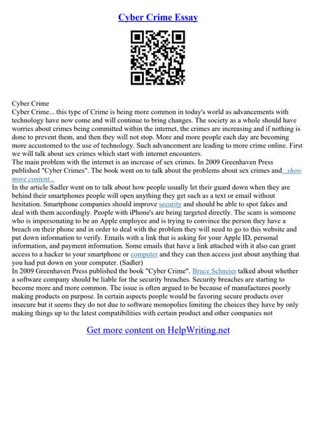 Essay On CyberCrime | PDF