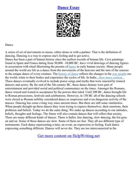 Analysis Of A Dance Essay | PDF | Music | Entertainment