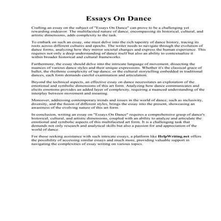 Essays On Dance | PDF