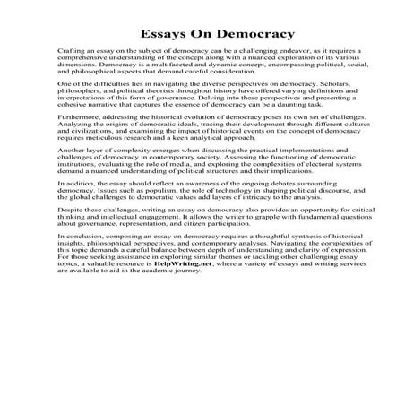 Essays On Democracy | PDF