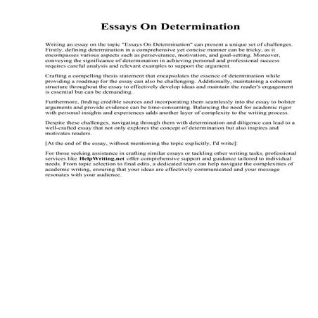 Essay On Determination. University of Saint Mary | PDF
