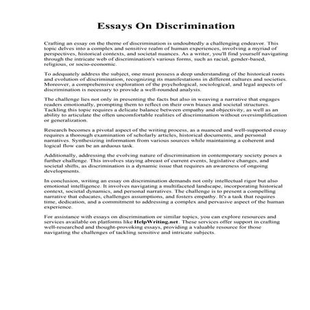 Essays On Discrimination | PDF