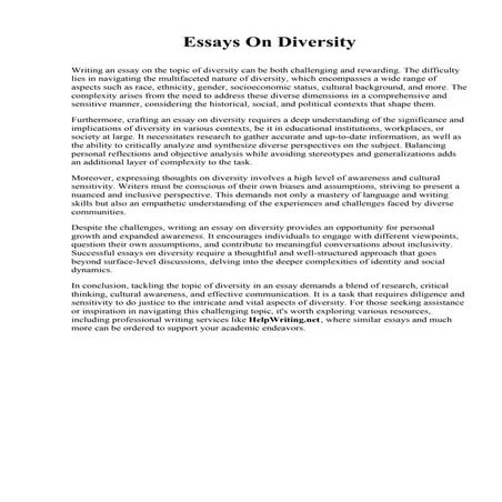Essays On Diversity. Coastal Carolina University | PDF