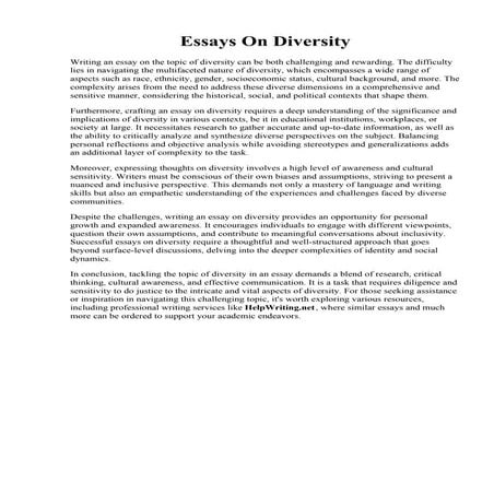Essays On Diversity | PDF