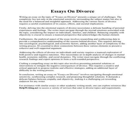Essays On Divorce | PDF
