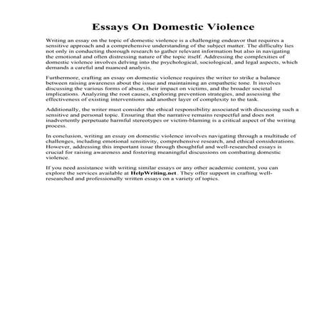 Essays On Domestic Violence | PDF | Commodities | Economy