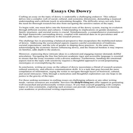 Essays On Dowry. Long speech on dowry system. asl speech on dowry ...
