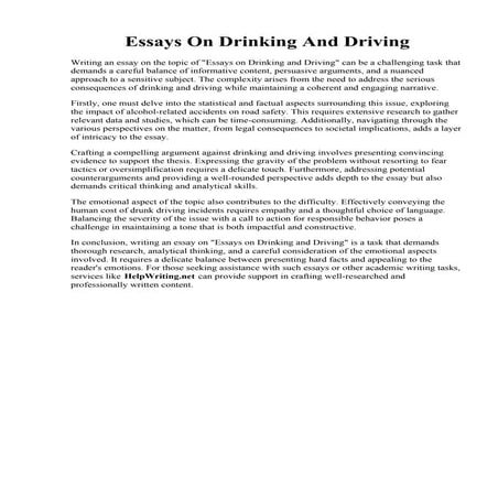 Essays On Drinking And Driving | PDF