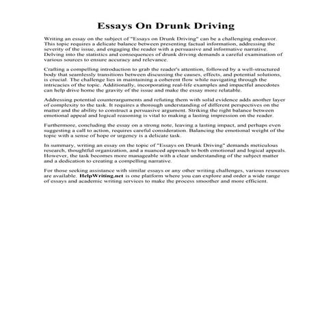 Essays On Drunk Driving. Argumentative essay on drunk driving | PDF