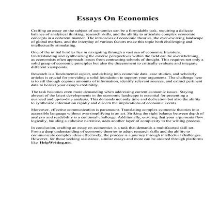 Essays On Economics | PDF