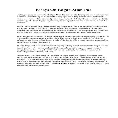 Essays On Edgar Allan Poe | PDF