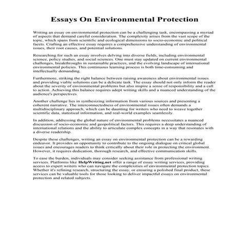 Essays On Environmental Protection. New Mexico Highlands University | PDF