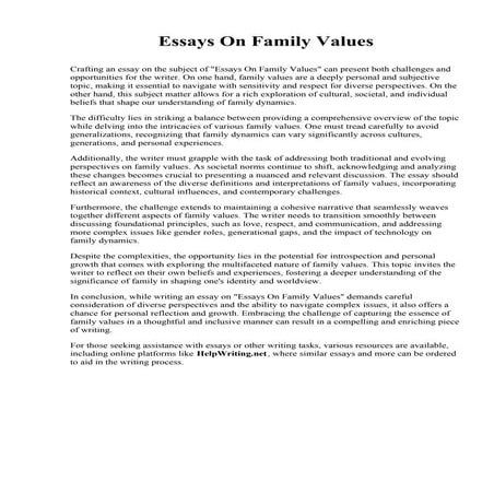 Essays On Family Values. Pfeiffer University | PDF | Education