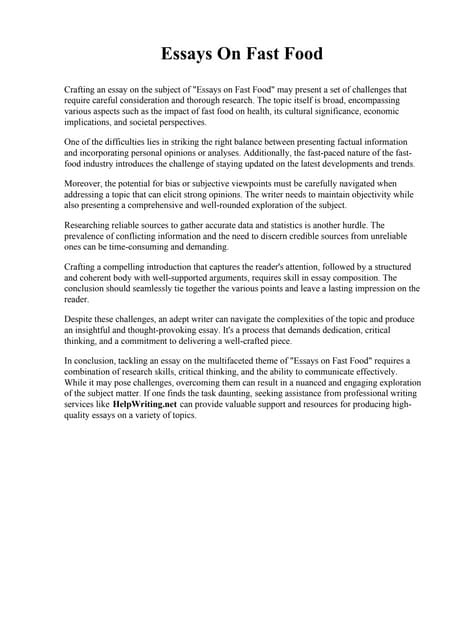 Fast Food Essay Topics.pdf Fast Food Essay Topics.pdf