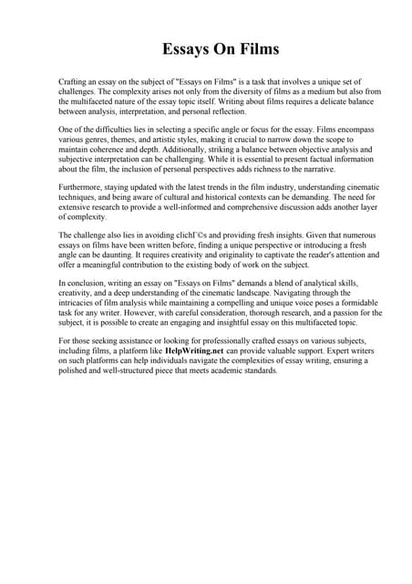 Film Analysis Essay Example. The University of Tampa | PDF