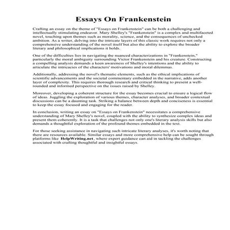 Essays On Frankenstein. Critical essay on frankenstein ...