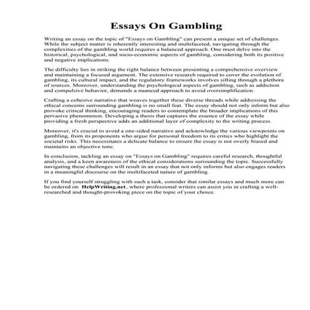 Essays On Gambling | PDF
