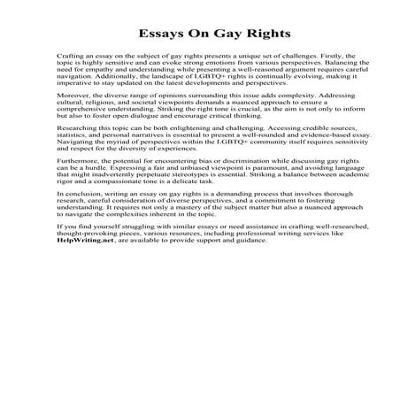 Essays On Gay Rights | PDF