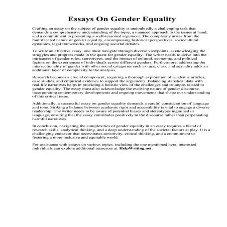Essays On Gender Equality | PDF