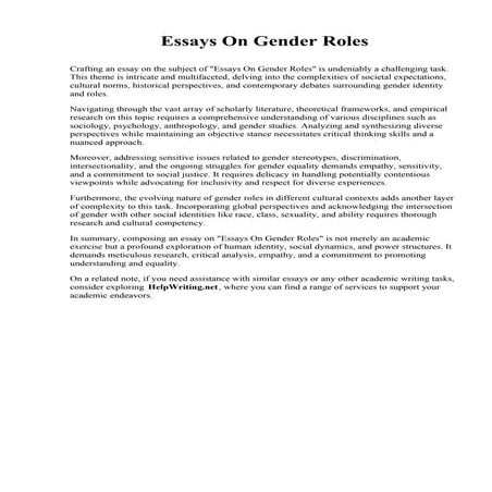 Essays On Gender Roles | PDF