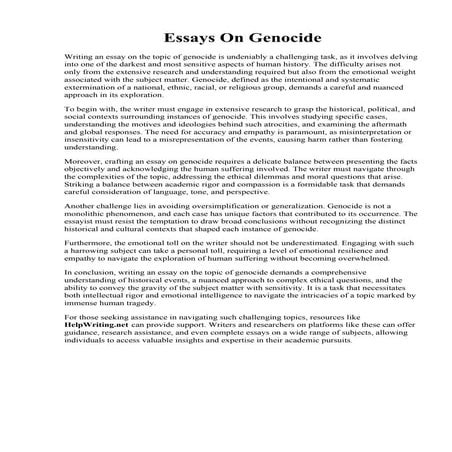 Essays On Genocide | PDF