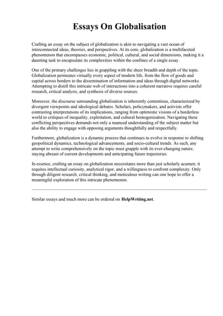 Global Village Essay. Eastern Suffolk BOCES | PDF | Homework and Study ...
