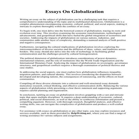 Essays On Globalization.pdf | Homework and Study | Education