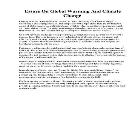 Essays On Global Warming And Climate Change | PDF