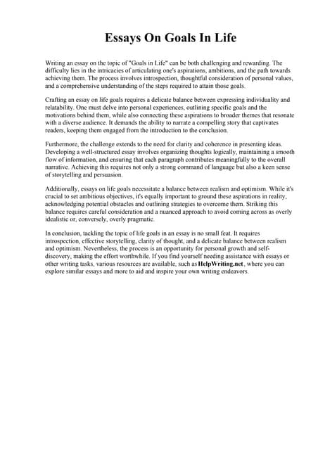 My Goals In Life Essay.pdf | Homework and Study | Education