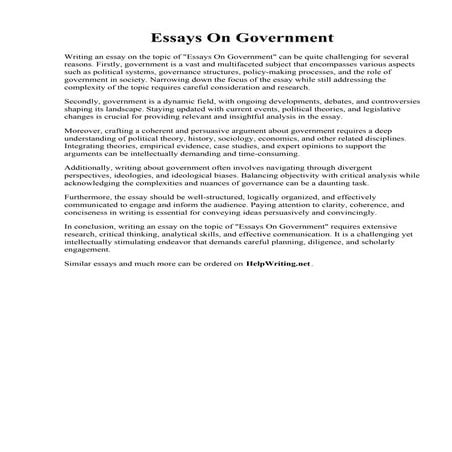 Essays On Government | PDF