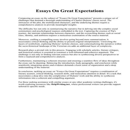 Essays On Great Expectations | PDF