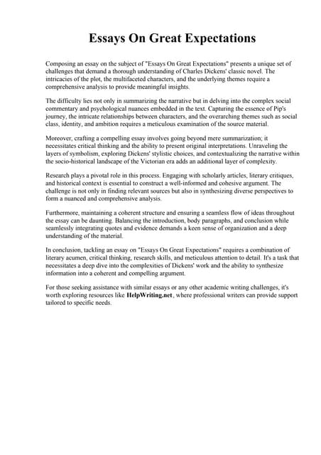 Great Expectation Essay. University of Denver | PDF