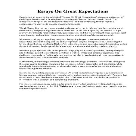 Essays On Great Expectations | PDF
