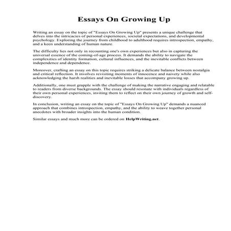Essays On Growing Up | PDF