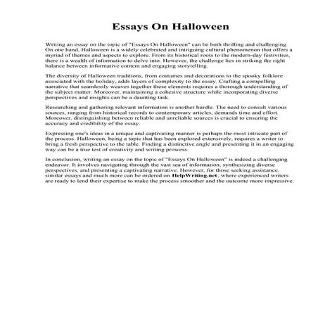 Essays On Halloween. Mary Baldwin College | PDF