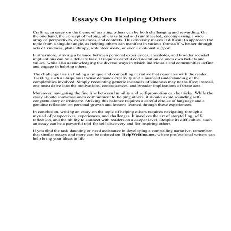 Essays On Helping Others. University of Minnesota, Twin Cities | PDF