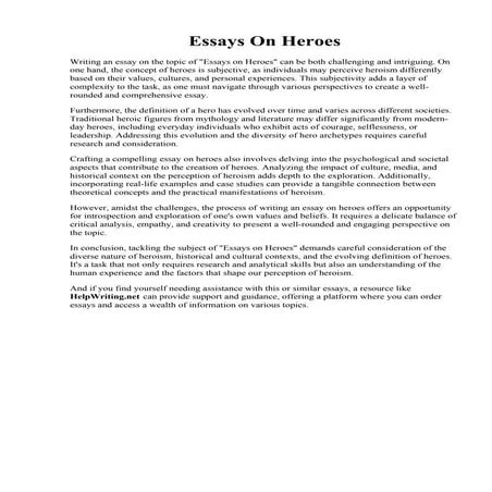 Essays On Heroes | PDF
