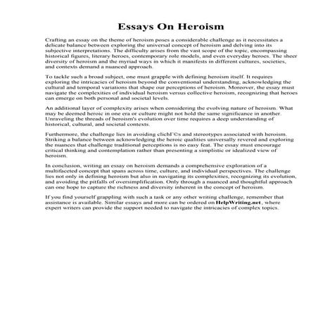 Essays On Heroism | PDF
