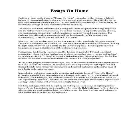 Essays On Home. State University of New York at Canton | PDF