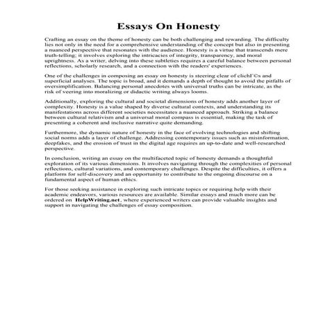 Essays On Honesty. Write an expository essay on honesty is the best ...
