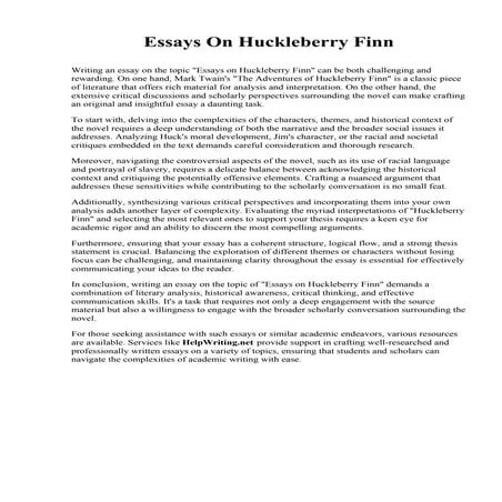 Essay On Huckleberry Finn | PDF