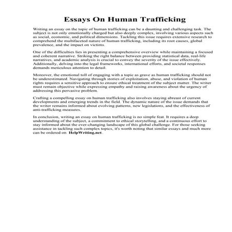 Essays On Human Trafficking | PDF