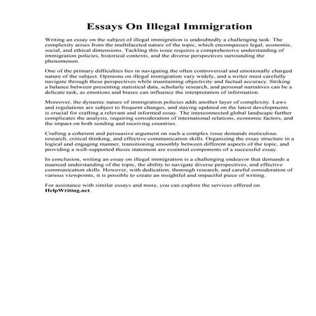 Essays On Illegal Immigration | PDF
