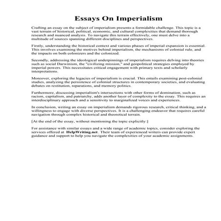 Essays On Imperialism. PDF Review Essay: Imperialism, Sovereignty and ...