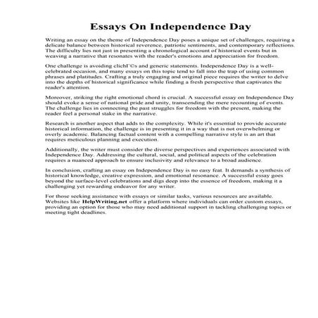 Essays On Independence Day | PDF