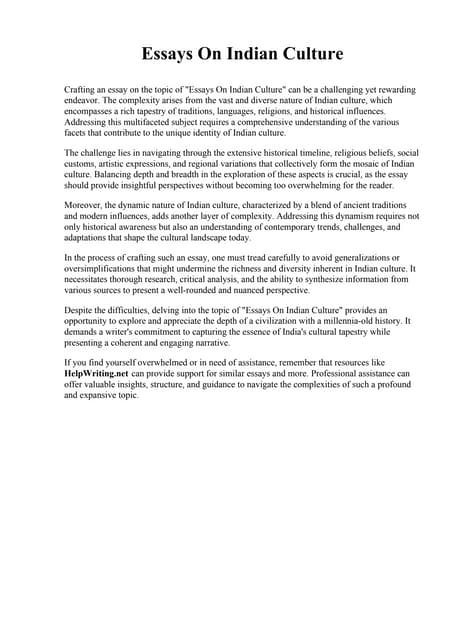 Culture Of India Essay. Haverford College | PDF