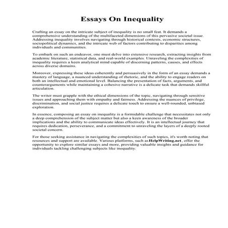 Essays On Inequality. Fairmont State University | PDF