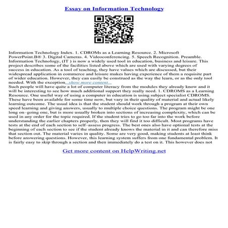 Essays On Information Technology | PDF