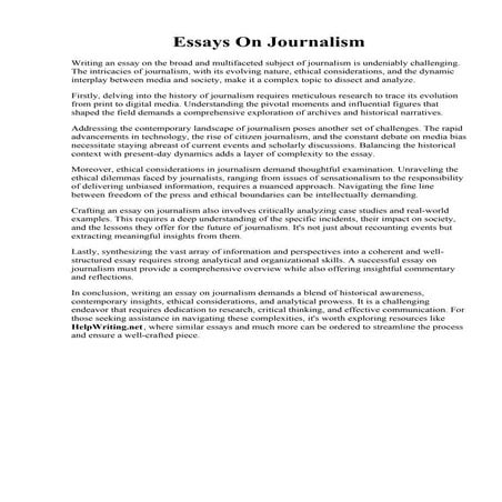 Essays On Journalism | PDF