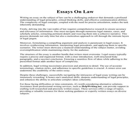 Essays On Law. Sample Essay from Introduction to Law | PDF